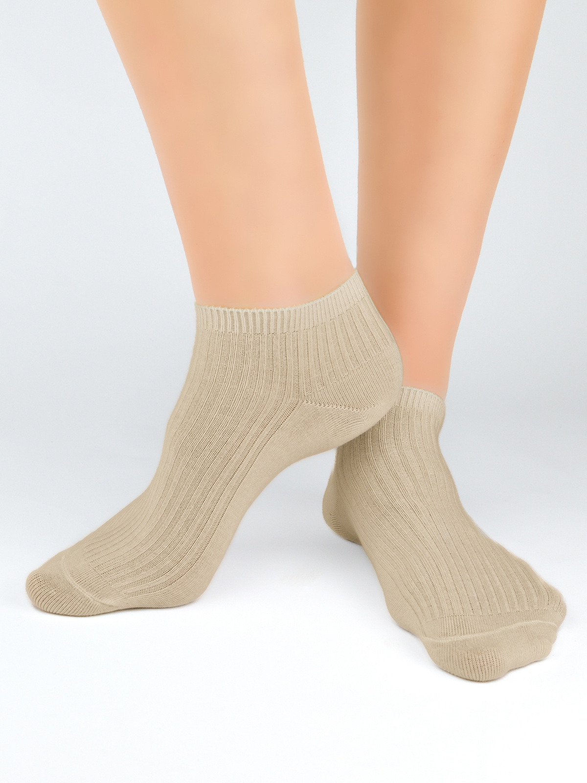 Stopki damskie w prążki Noviti beżowe ST054 | Atrakcyjna