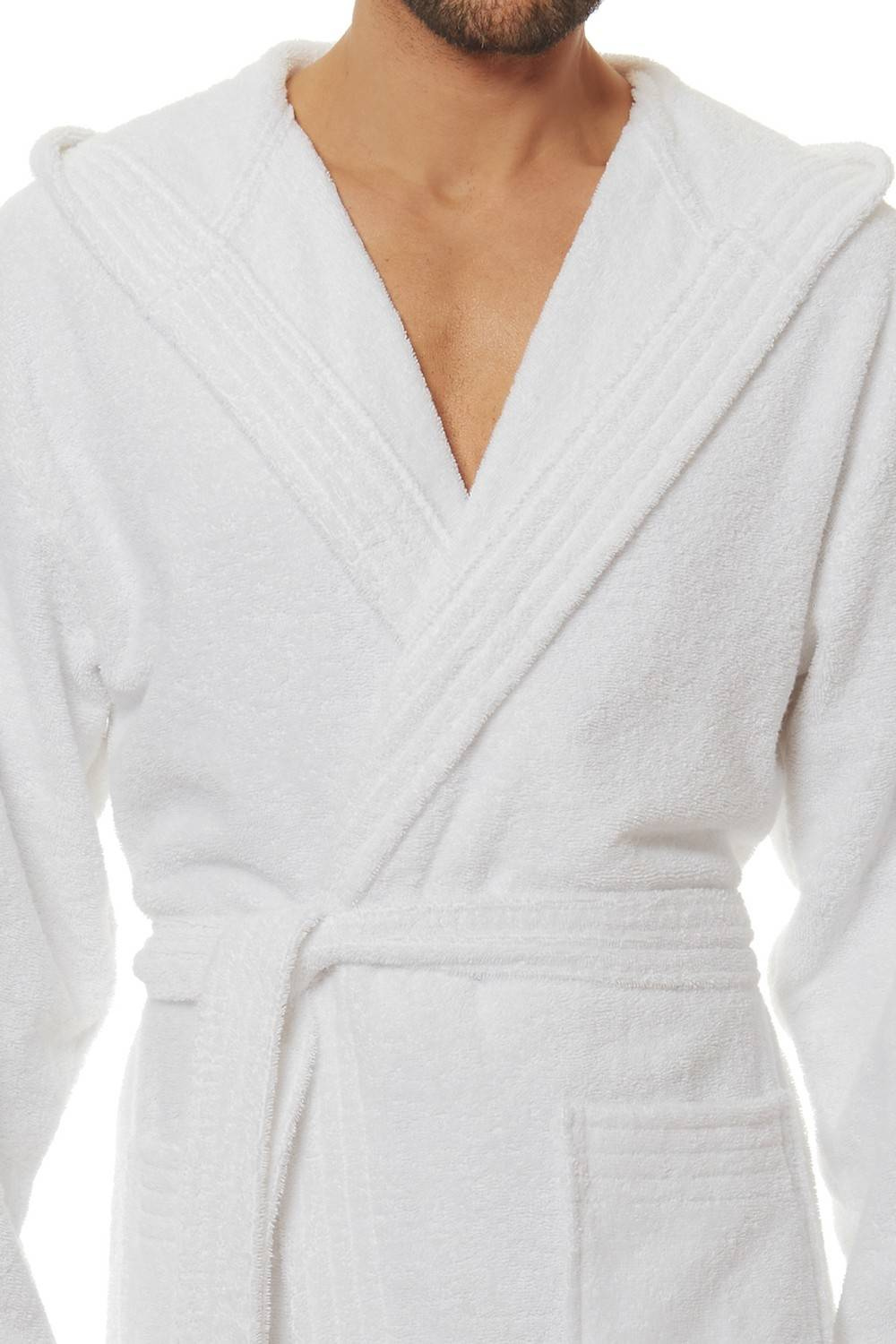 Długi, biały męski szlafrok frotte L&L 2104 biały | Atrakcyjna